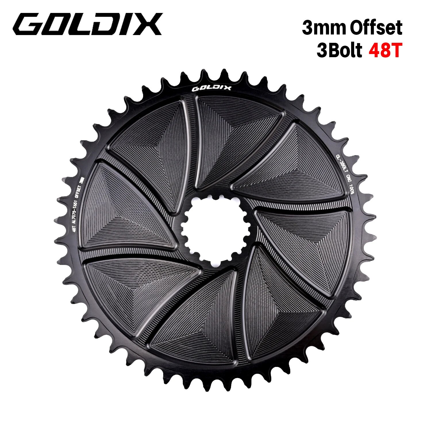GOLDIX Звезда для велошатунов 3 мм алюминиевая 3Bolt 48T