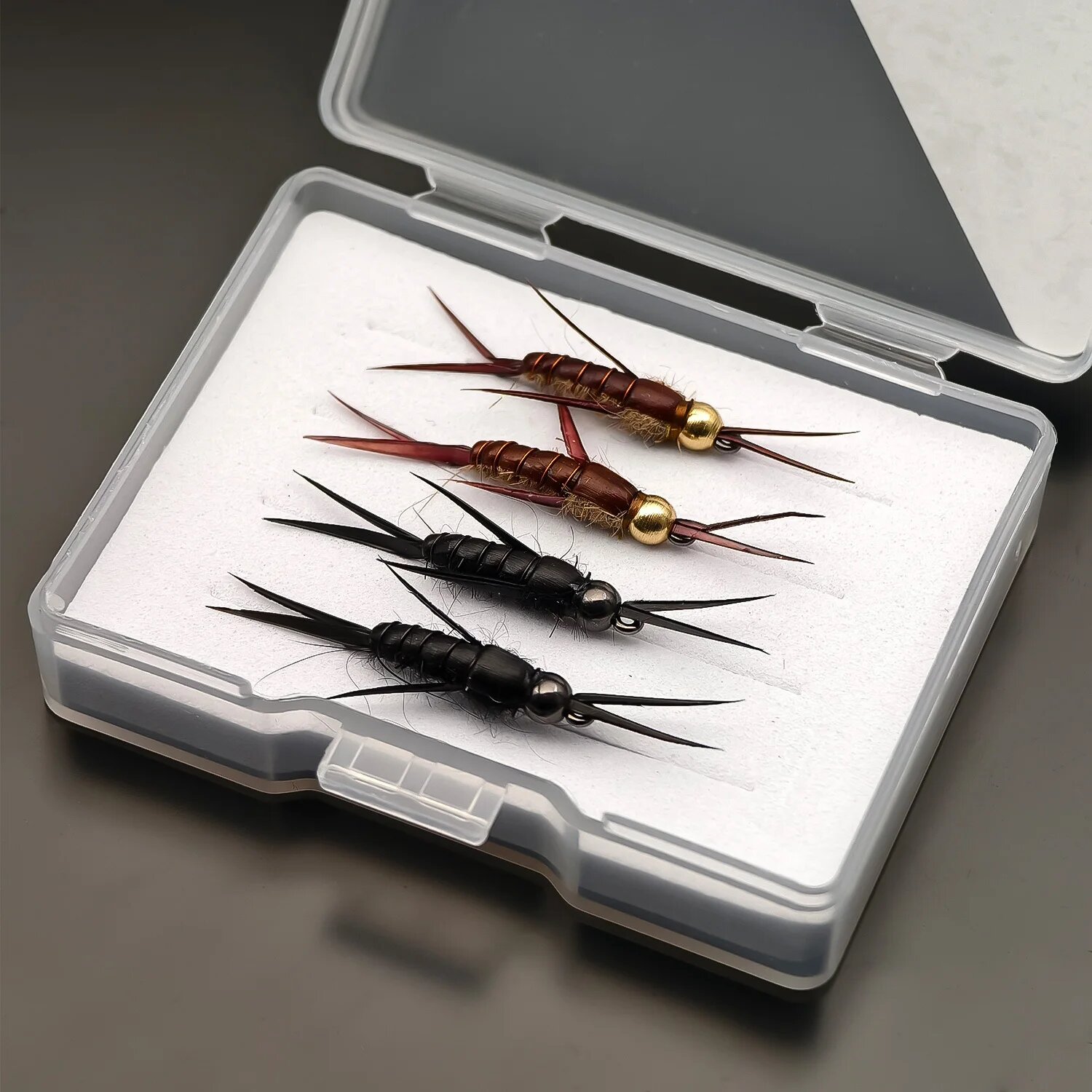 Набор из 4-х нимф ANFS Stonefly Nymph-Nymph Trout для ловли форели, подарок для любителей нахлыстовой рыбалки
