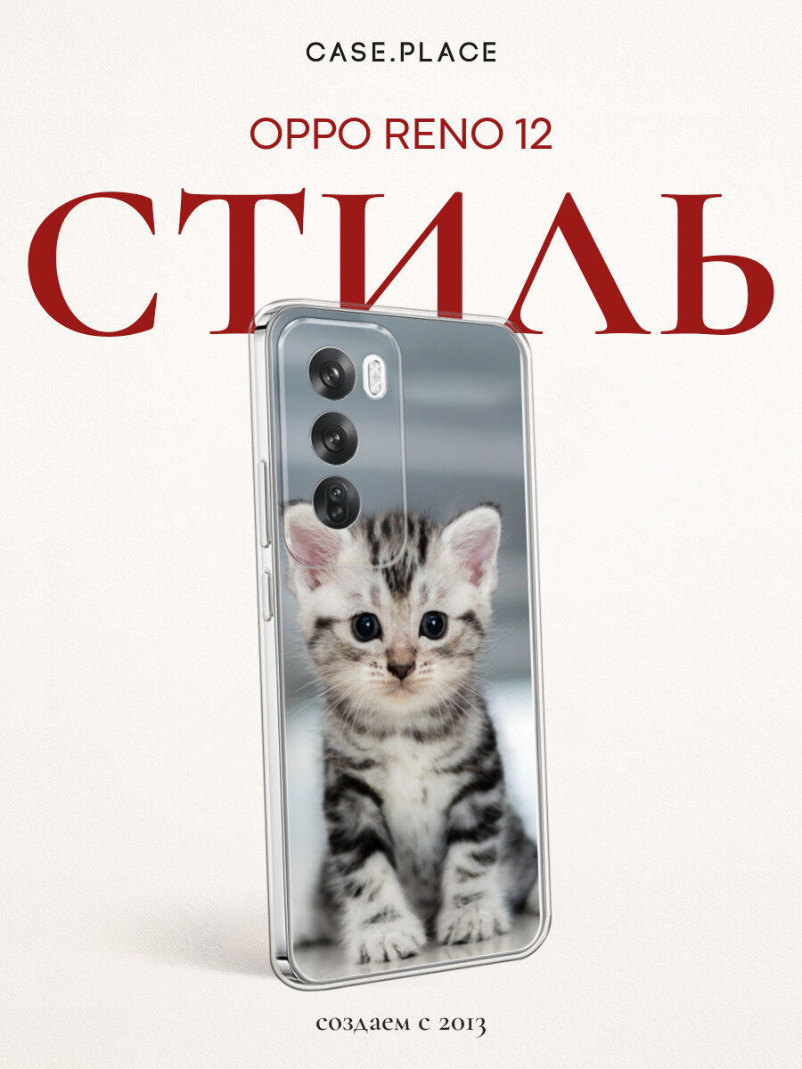 Чехол на Oppo Reno 12 / Оппо Рено 12 с принтом Полосатый котёнок