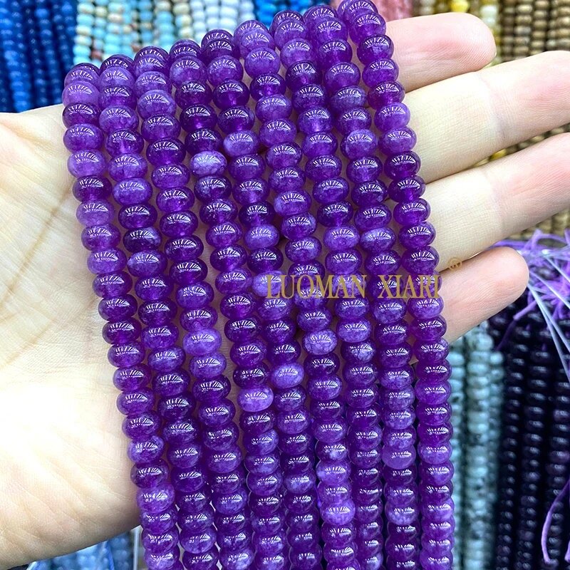 Нефритовые и халцедоновые бусины Rondelle Фиолетовый, 5x8mm 1pack 34-37pcs, amethyst color 028