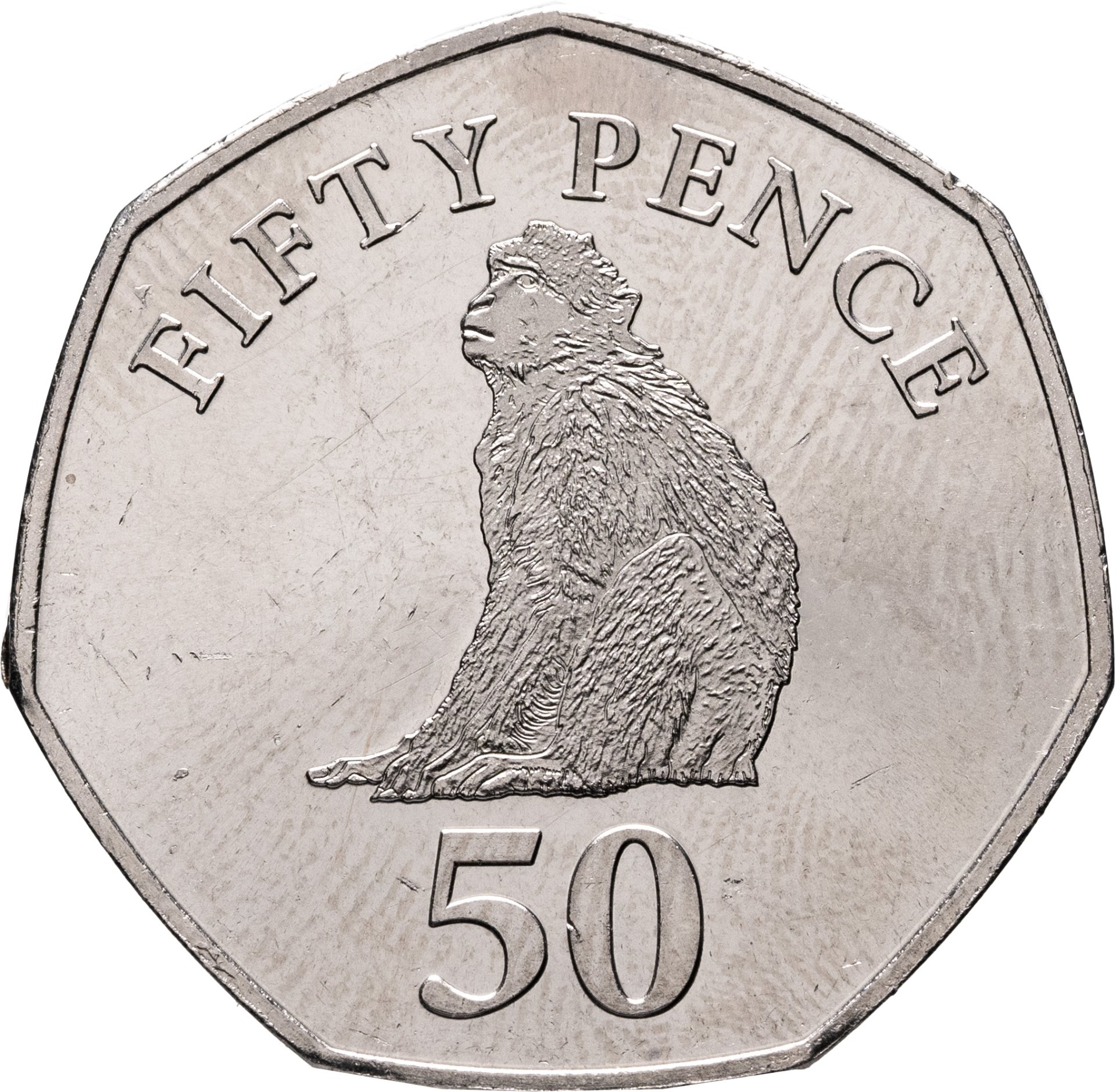 Гибралтар 50 пенсов pence 2016, Мельхиор медь-никель, в сохранности BUNC