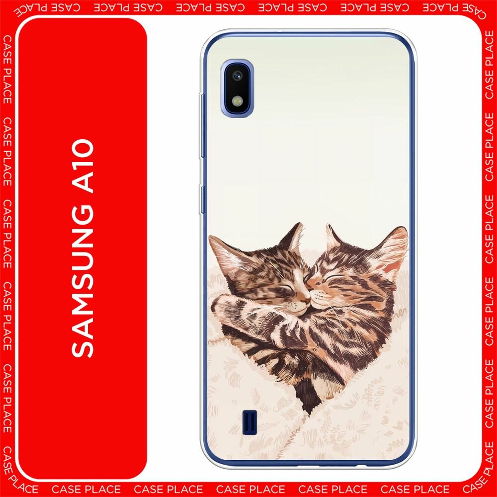 Чехол на Samsung Galaxy A10 / Самсунг Галакси А10 с принтом "Влюбленные котейки - 14 февраля"