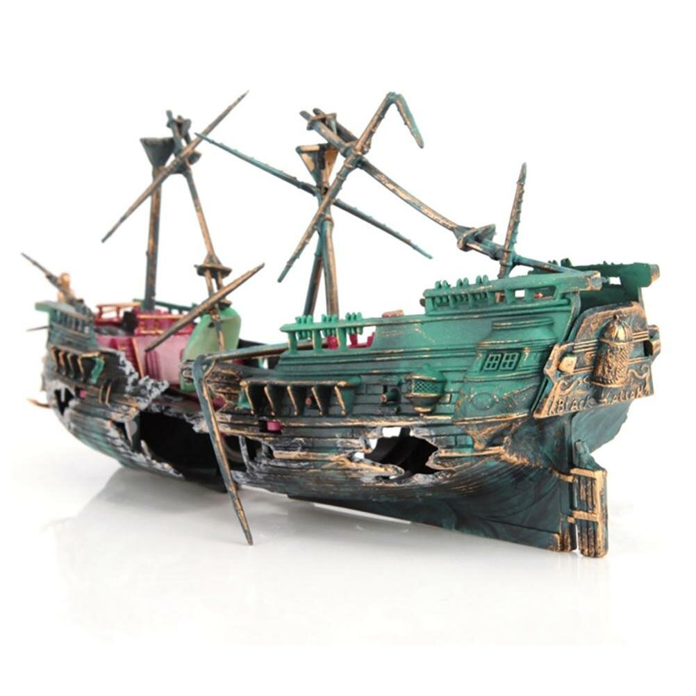 Набор украшений для аквариума с кораблекрушением, смоляный корабль, украшения для аквариума, аксессуары для декора аквариума