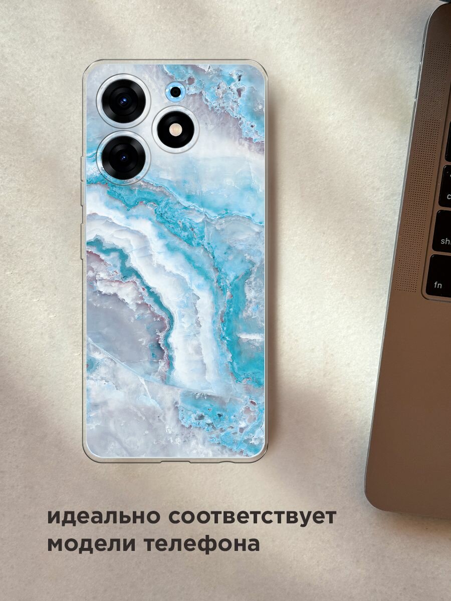 Чехол на Tecno Spark 10 Pro / Текно Спарк 10 Про с принтом "Нежно-голубой мрамор" — фото 1