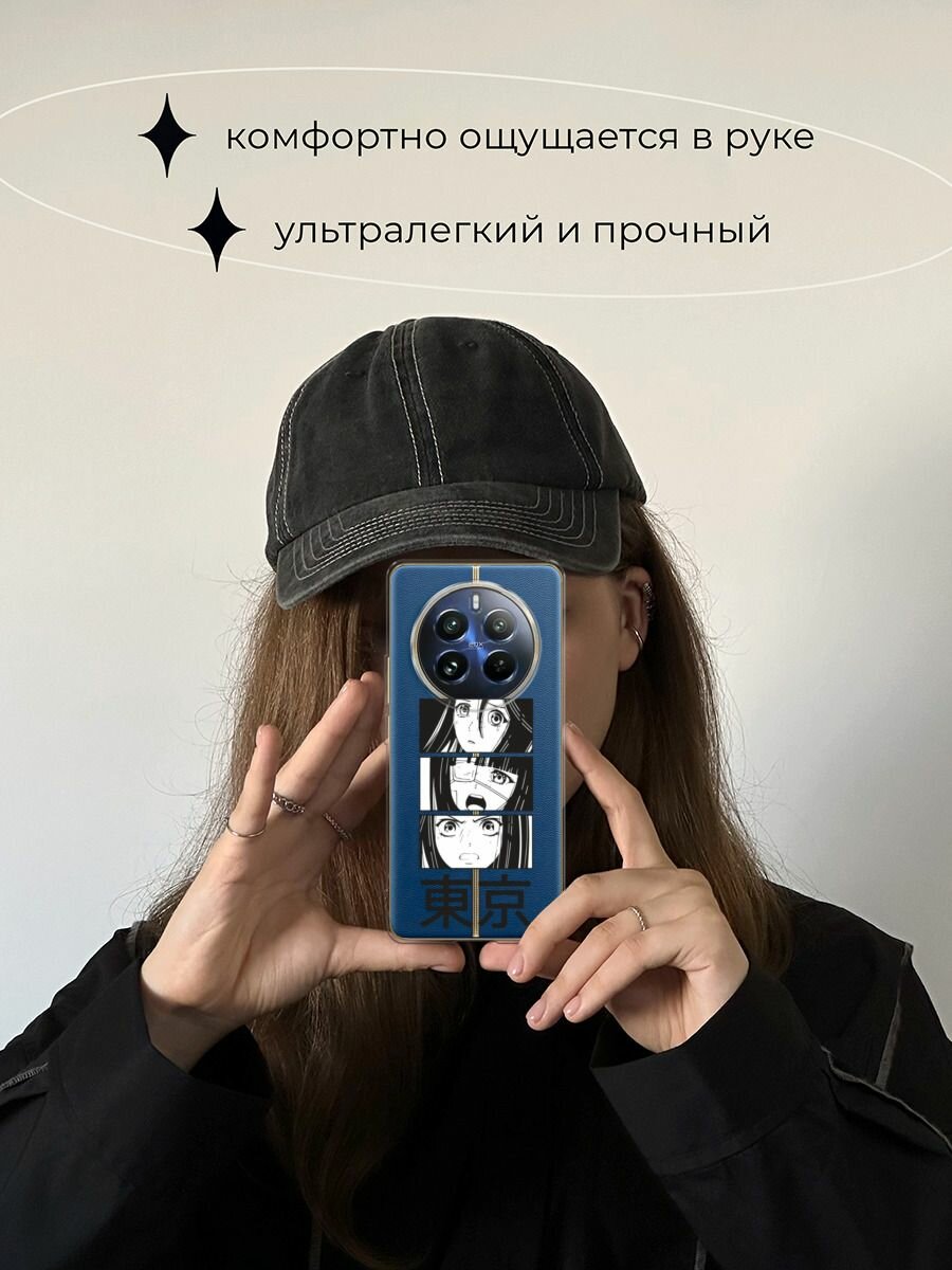 Чехол на Realme 12 Pro / Реалми 12 Про с принтом "Tokyo girls", прозрачный — фото 1