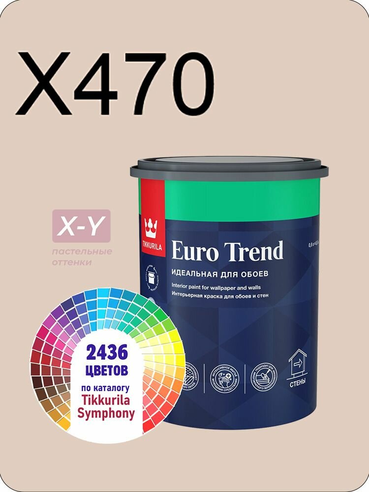 Краска для обоев Tikkurila Euro Trend 0,9л. пастельные оттенки X470