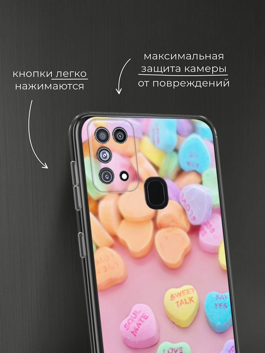 Чехол на Samsung Galaxy M31 / Самсунг Галакси М31 с принтом "Конфетки сердечки 2" — фото 1