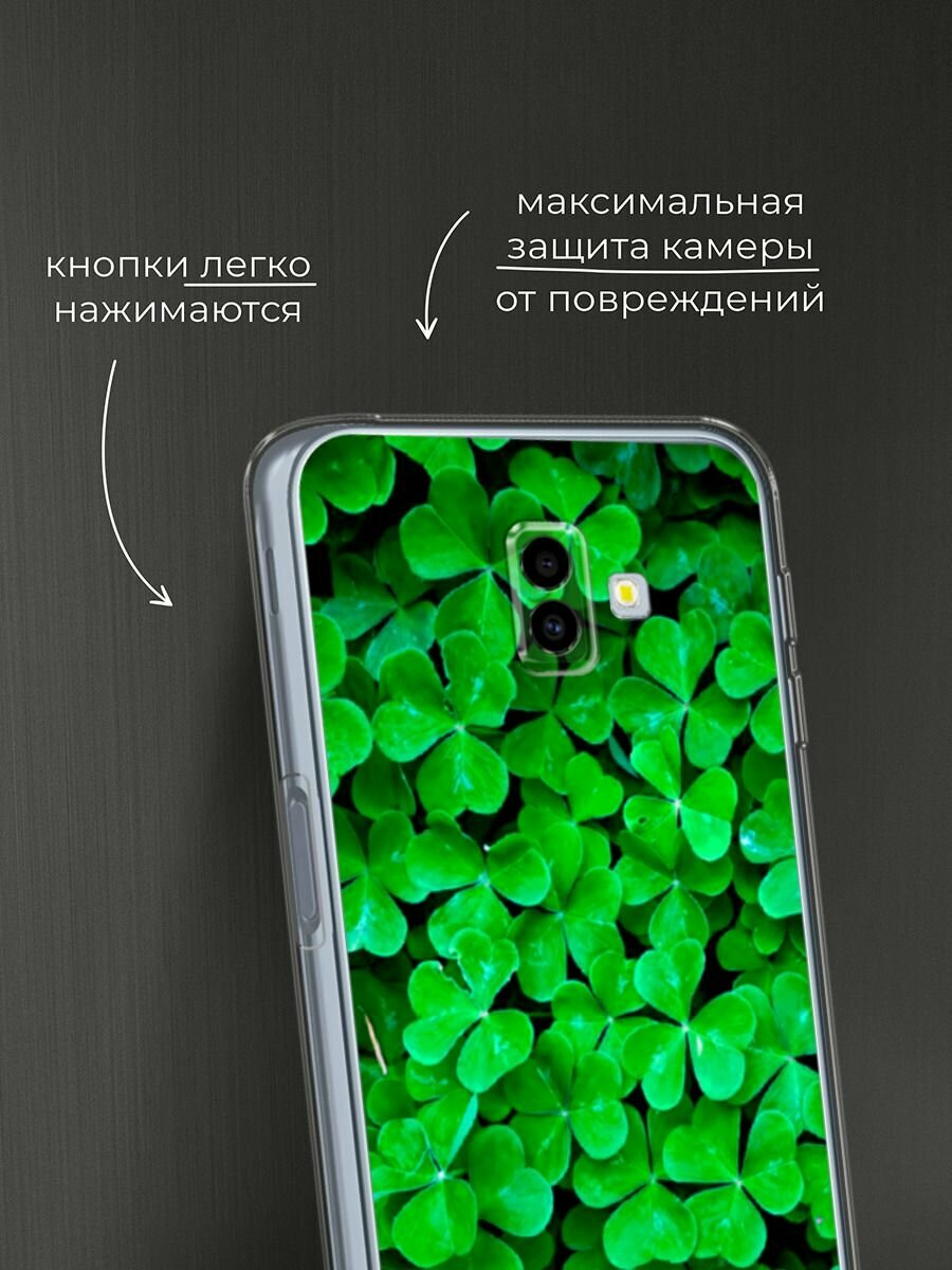 Чехол на Samsung Galaxy J6 + / Самсунг Галакси J6 Плюс 2018 с принтом "Клевер" — фото 1