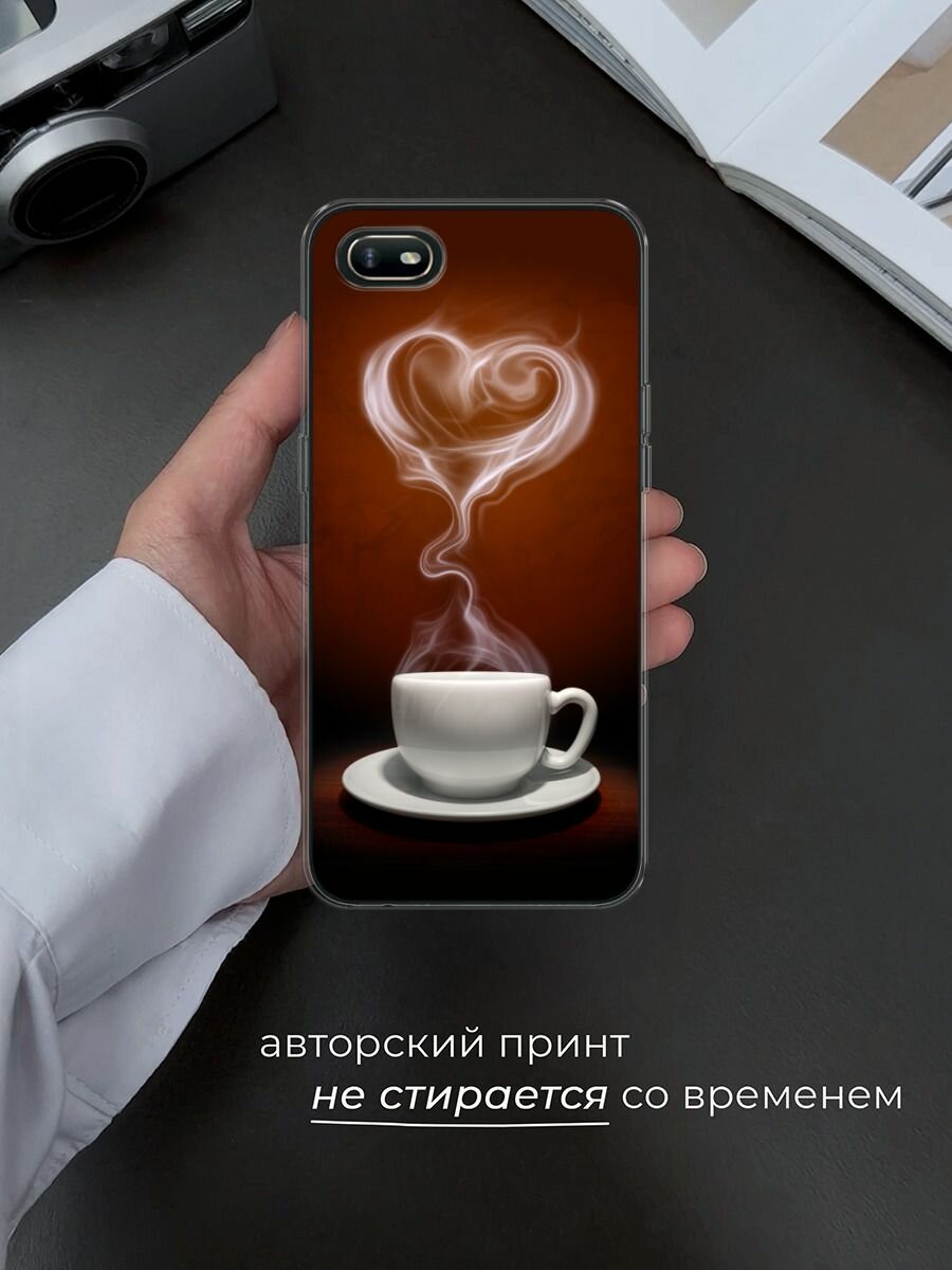 Силиконовый чехол на Oppo A1k / Оппо А1к с принтом "Кофейная любовь" — фото 1