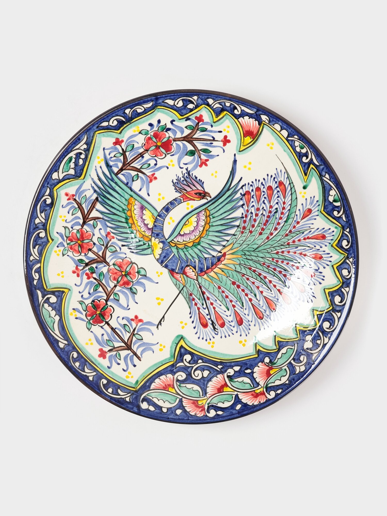 Ляган узбекский Риштанская Керамика «Жар-птица», d=41 см, разноцветный