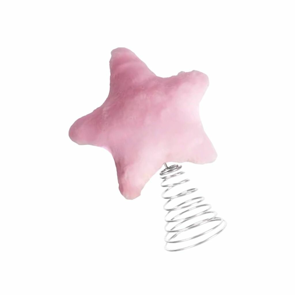 Плюшевое украшение в виде пятиконечной звезды на верхушке рождественской елки-розовый