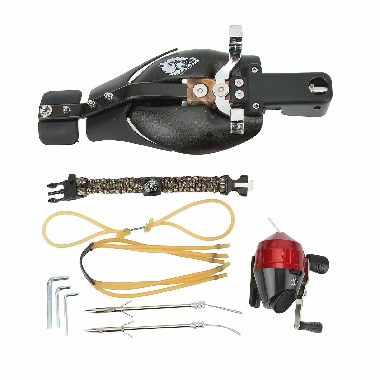 Рогатка для стрельбы рыбой из нержавеющей стали с лазерным прицелом и катушкой