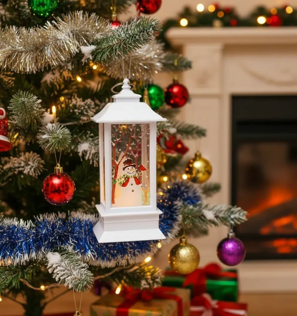 Новогодний фонарик 13 см / Фигурка новогодняя декоративная