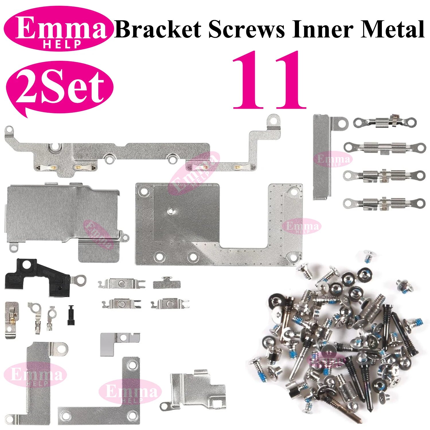 2 комплекта полностью внутренних небольших металлических держателей, набор защитных пластин, полные винты для iPhone 11 12 13 Pro Max X XS XR, аксессуары для ремонта 2Set 11