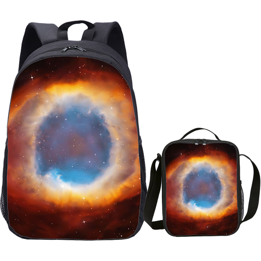 Школьная сумка Cosmic Starry Sky с цветной печатью 17-дюймовый большой емкости для учеников начальной школы Школьная сумка для обеда Костюм