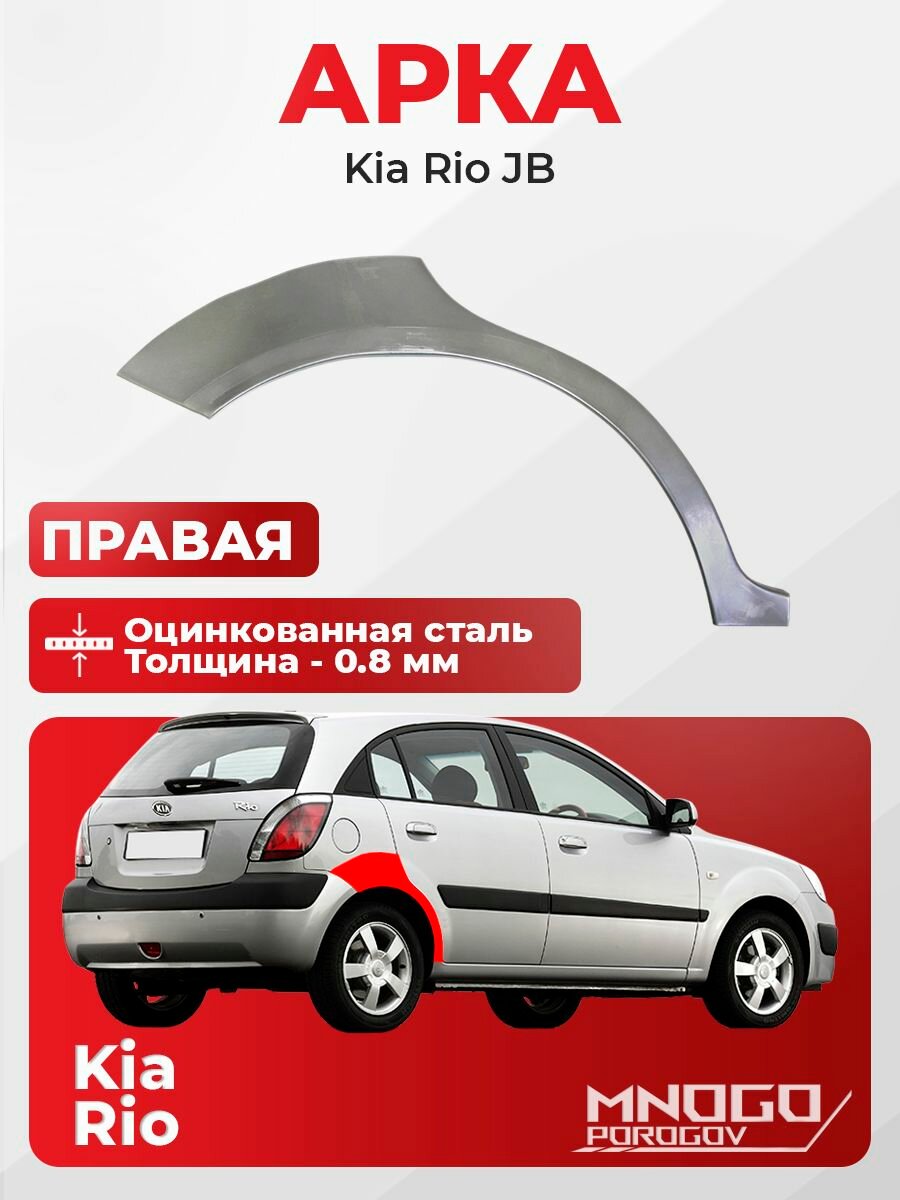Задняя правая арка на Kia Rio 2 хэтчбек 5 дв. 2005-2011 оцинкованная сталь, толщина 0,8 мм Киа Рио 2, . кузовной ремонт.