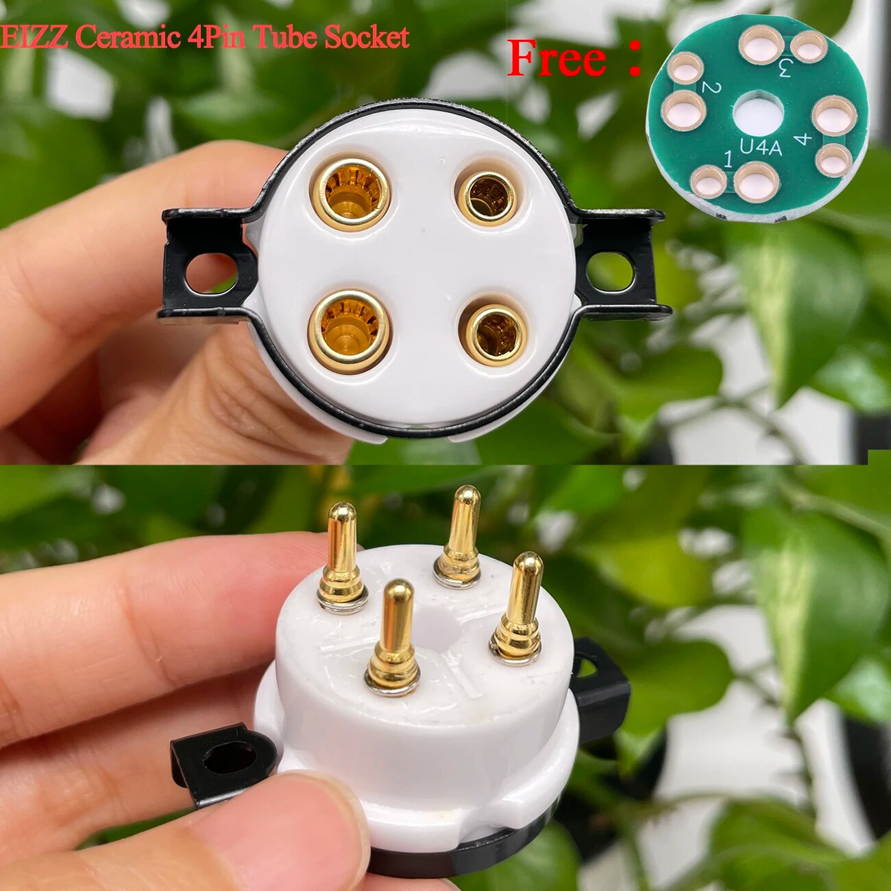 JEMOSA 4-контактная ламповая розетка EIZZ Ceramic 4Pin 2PCS