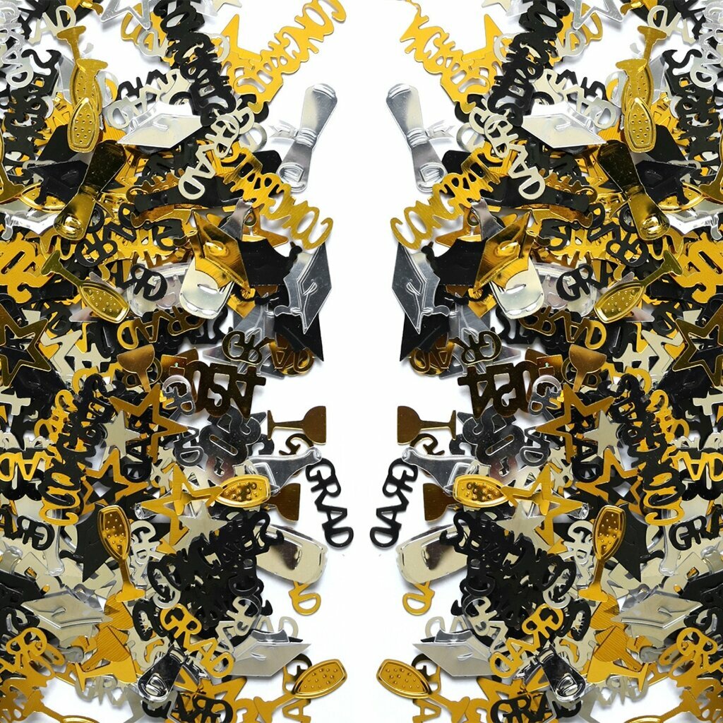 Блестящий конфетти для выпускного в золотом, черном и синем цветах для праздничного декора