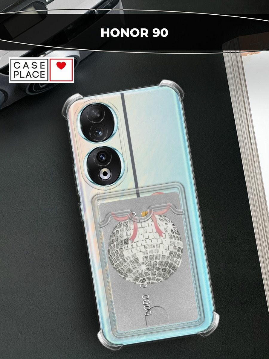 Чехол на Honor 90 (Хонор 90) с картой и принтом Новогодний диско шар