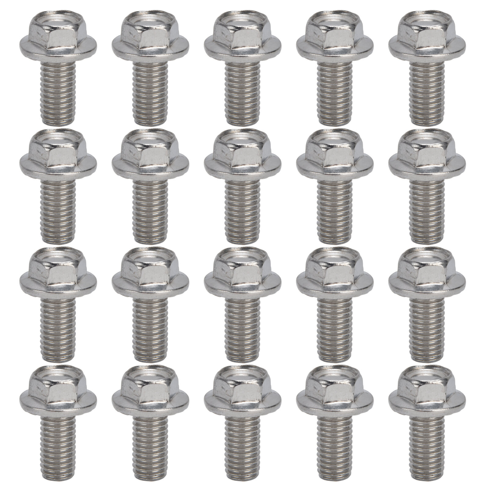 Болты с фланцем 20 шт, M10x1.5, A2-70, нержавеющая сталь, DIN6921, M10x20, с шайбой