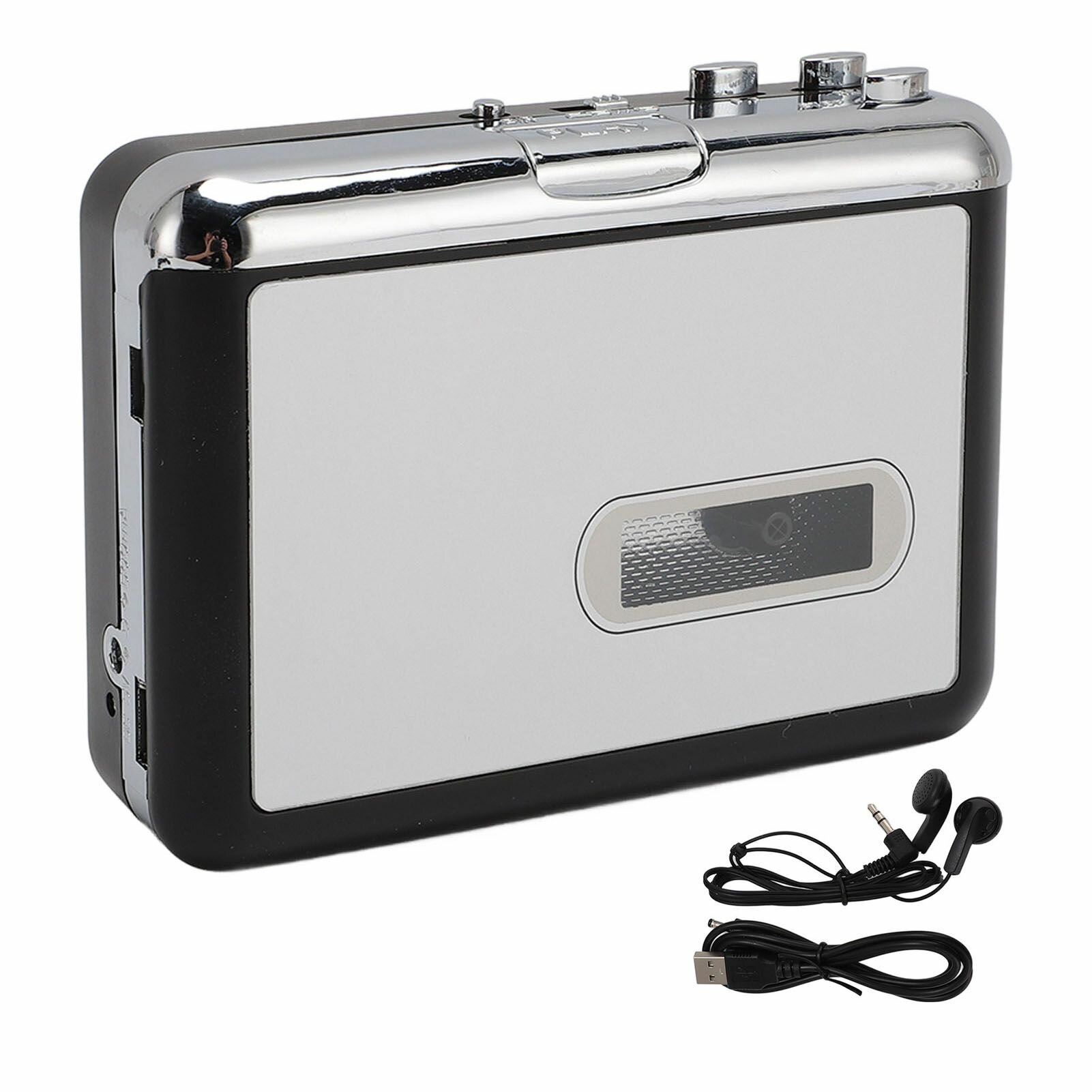 Портативный Кассетный Проигрыватель USB-Конвертер Кассет в MP3 со Стереозвуком Hi-Fi в Наушниках