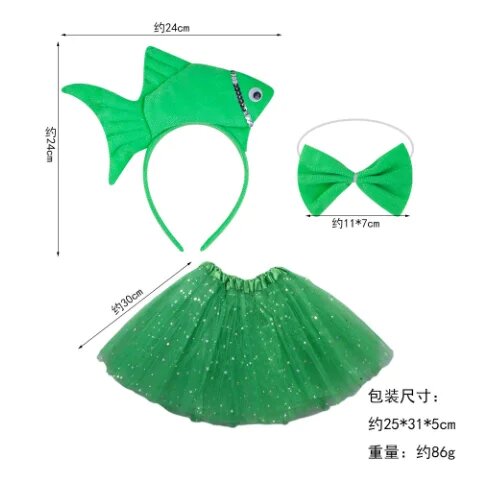 Детский костюм золотая рыбка полиэстер 3-8 лет Изумрудный, Green