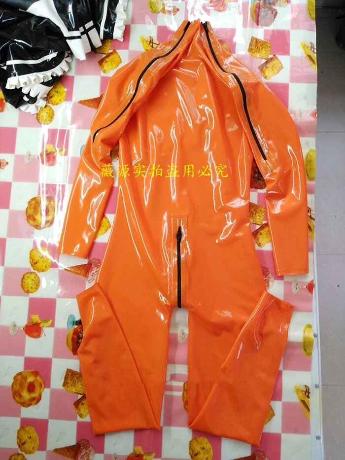 Сексуальный мужской латексный комбинезон для всего тела, резиновый плотный комбинезон ручной работы с двойными плечами и молнией, одежда с молнией в промежности XL, серебристый