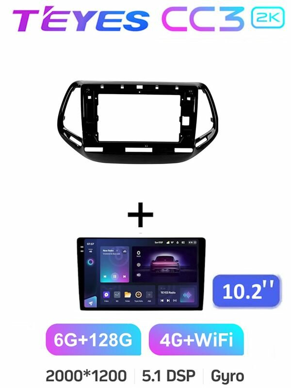 Магнитола Teyes CC3 2K 6/128 Gb 10" для Jeep Compass 2 MP 2016-2018 2 din