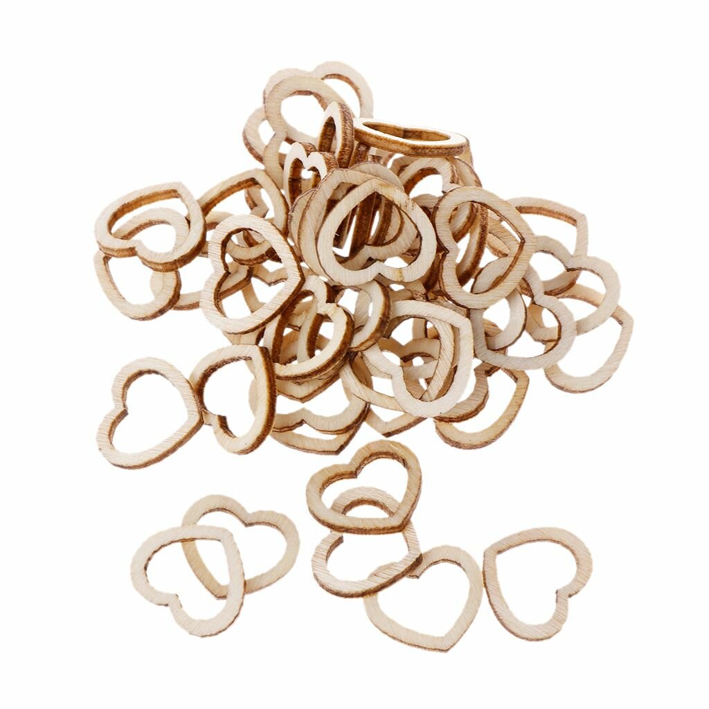50шт Пустотелых деревянных сердечек С Любовью, украшающих Свадебный Стол в деревенском стиле, Кусочки Конфетти,