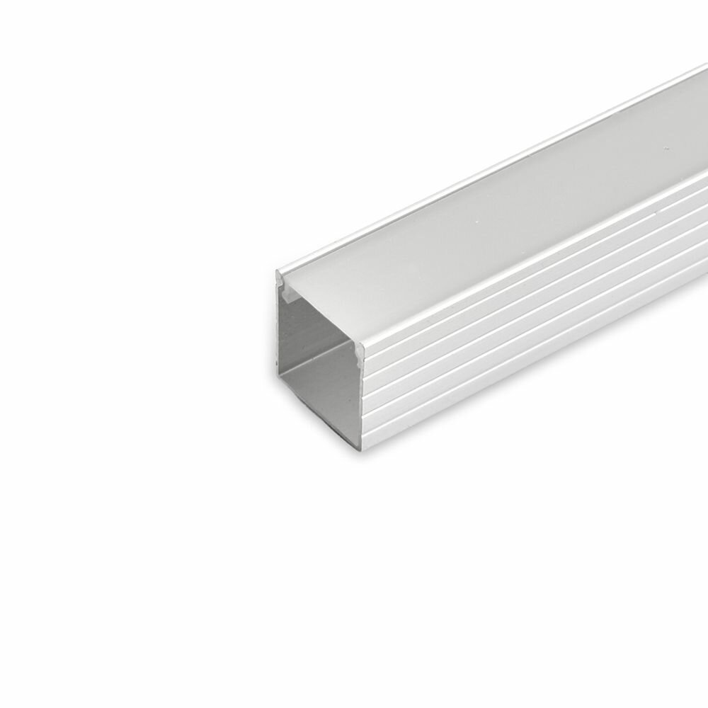 Профиль для светодиодных лент Saffit накладной, алюминиевый, 1 м, матовый экран, 2 заглушки, 2 крепежа