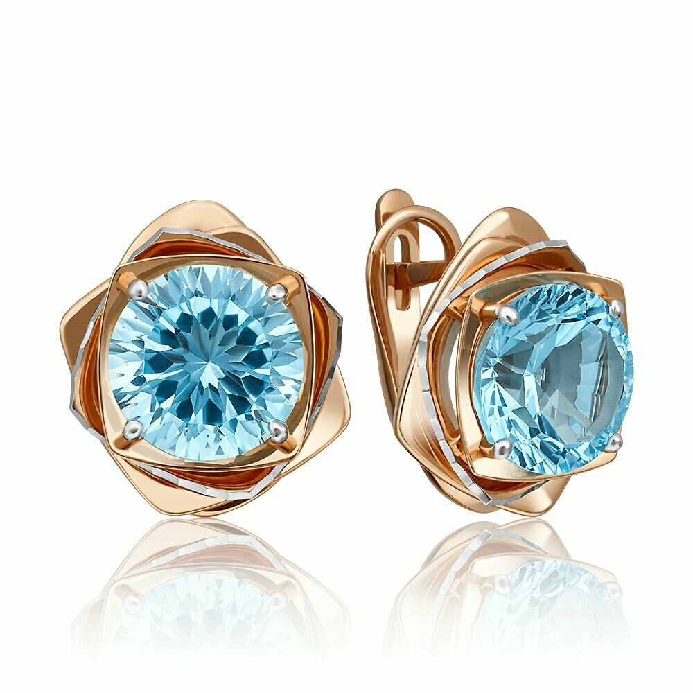 Серьги, красное золото, 585 проба, топаз