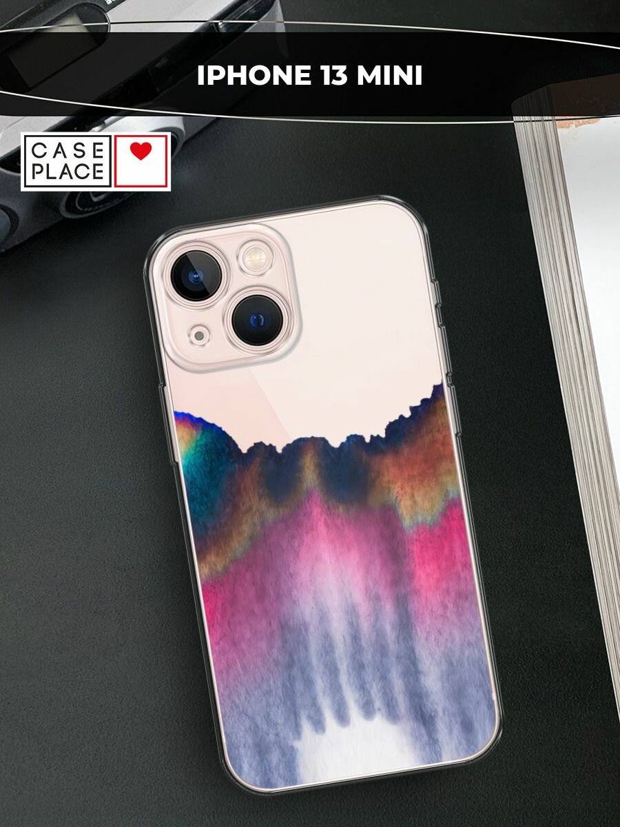 Чехол на Apple iPhone 13 mini / Айфон 13 мини с принтом Акварельная абстракция, прозрачный