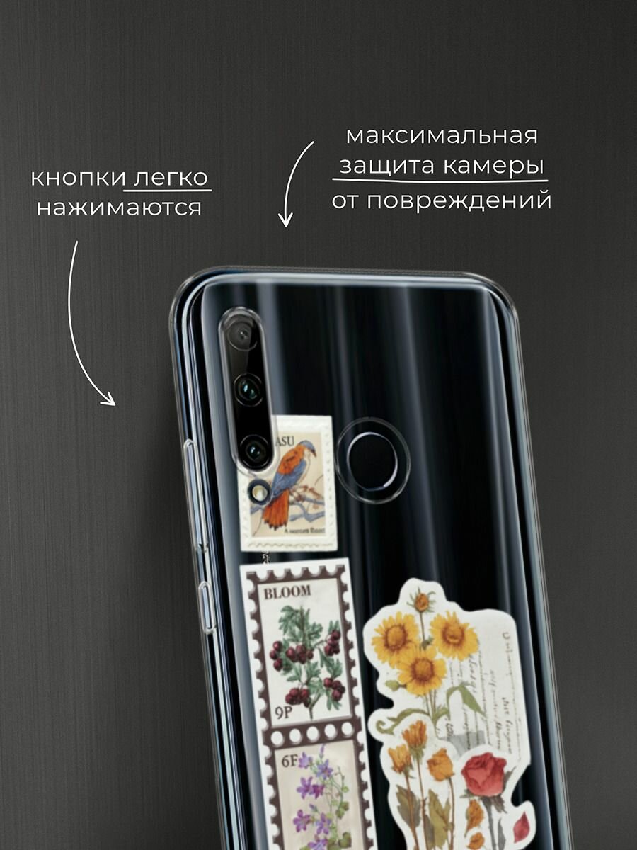 Чехол на Honor 10i/20 Lite 2019/20e/Huawei P Smart Plus 2019 / Хонор 10i с принтом Марки с цветами — фото 1