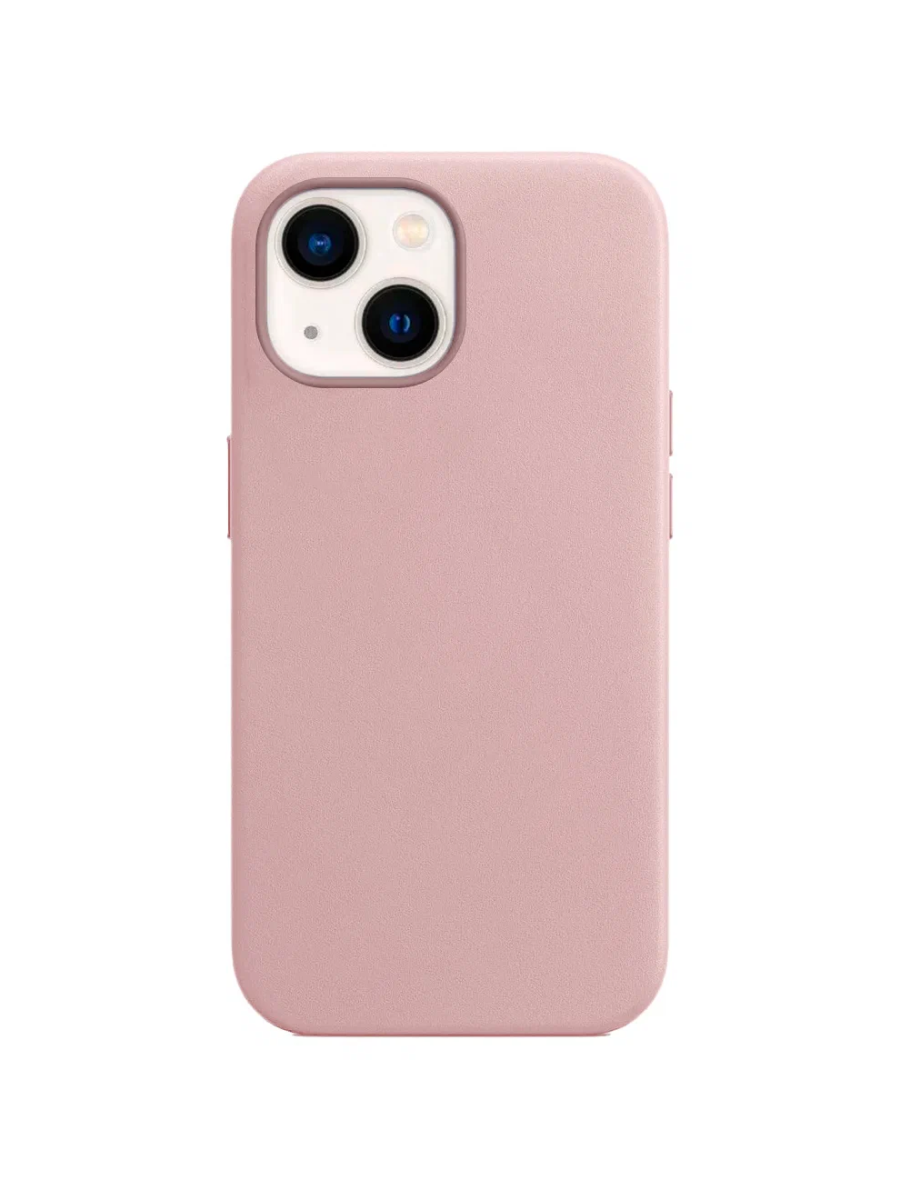 Кожаный чехол Магсейф для iPhone 13 Sand Pink / Анимация NFC / Leather Case Магсейф для Айфон 13 / Розовый