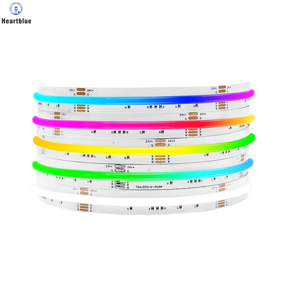 Красочная светодиодная лента COB RGB RGBW RGBWW 784LEDs/M Свет высокой плотности Гибкая светодиодная лента COB с регулируемой яркостью Линейная лента COB DC 24 В