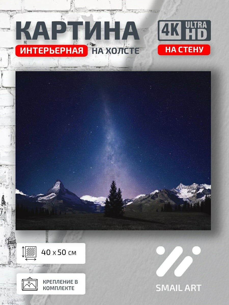 Картина на холсте интерьерная 40 на 50 на стену Млечный Путь для офиса пейзаж