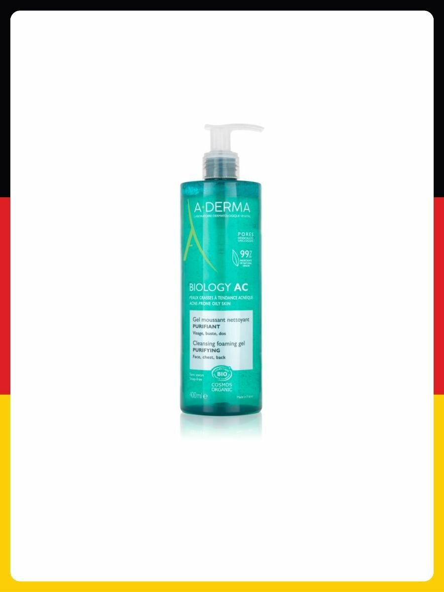 Средство для умывания A-Derma Biology AC Cleansing Foam Gel for Oily and Combination Skin, 400 мл