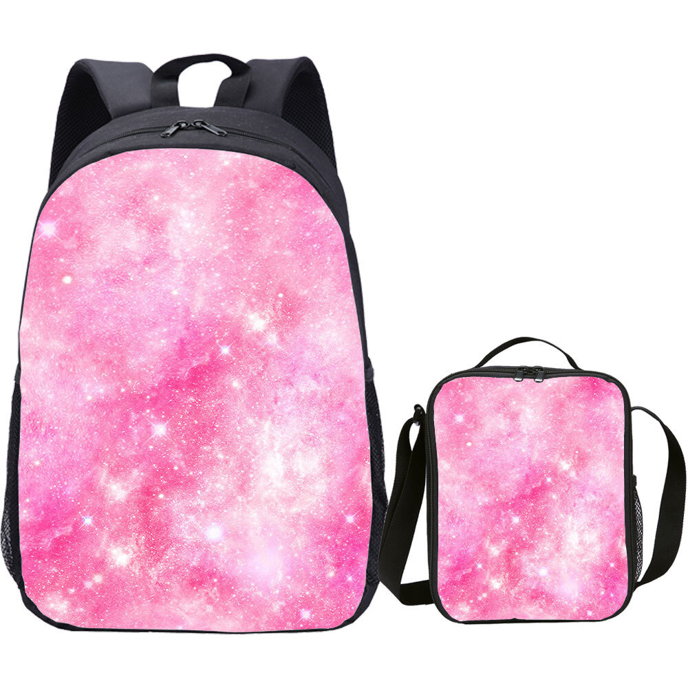 Школьная сумка Cosmic Starry Sky с цветной печатью 17-дюймовый большой емкости для учеников начальной школы Школьная сумка для обеда Костюм