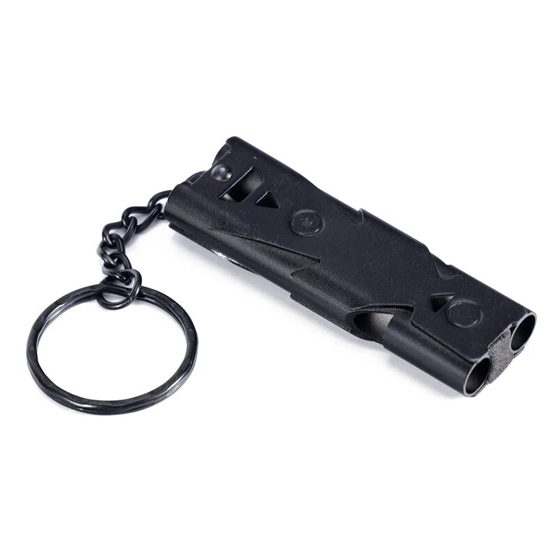 Двойной трубчатый свисток из алюминиевого сплава, универсальные свистки, брелоки, свистки для тренировок птиц, свисток для выживания на открытом воздухе, пешего туризма, кемпинга