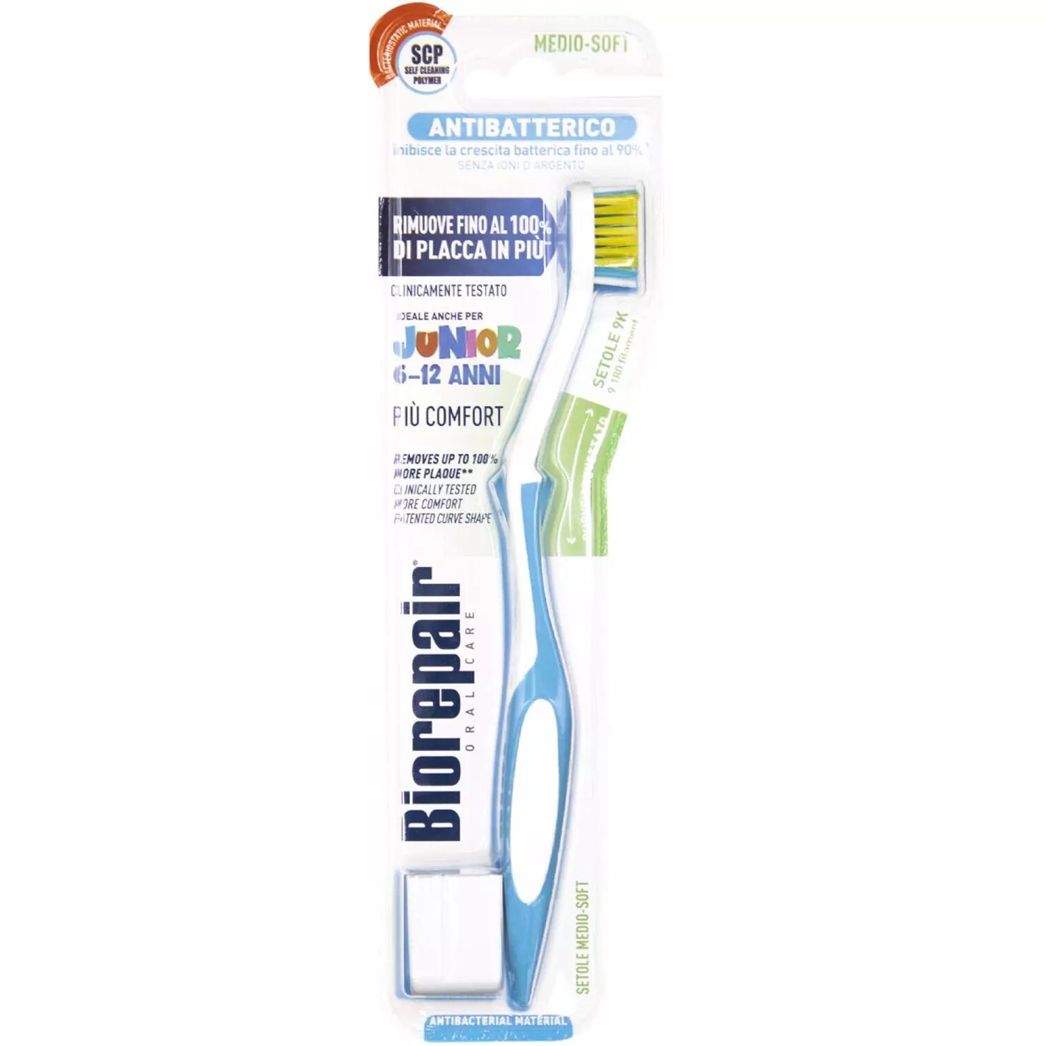 Детская зубная щетка Biorepair CURVE Junior Medium Soft (с 6 до 12 лет) Голубая