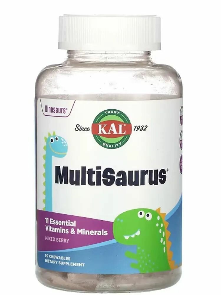 Multisaurus Kal ягодное ассорти, 90 жевательных таблеток, комплекс незаменимых витаминов и минералов