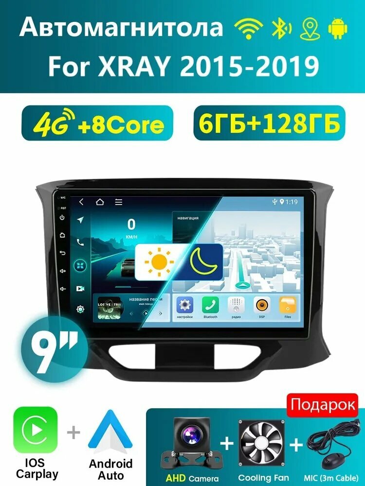 Srnubi Автомагнитола, диагональ: 9", 2 DIN, 6ГБ/128ГБ