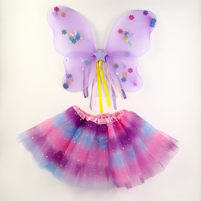 Карнавальный набор Бабочка 2 предмета: юбка, крылья, цвет фиолетовый
