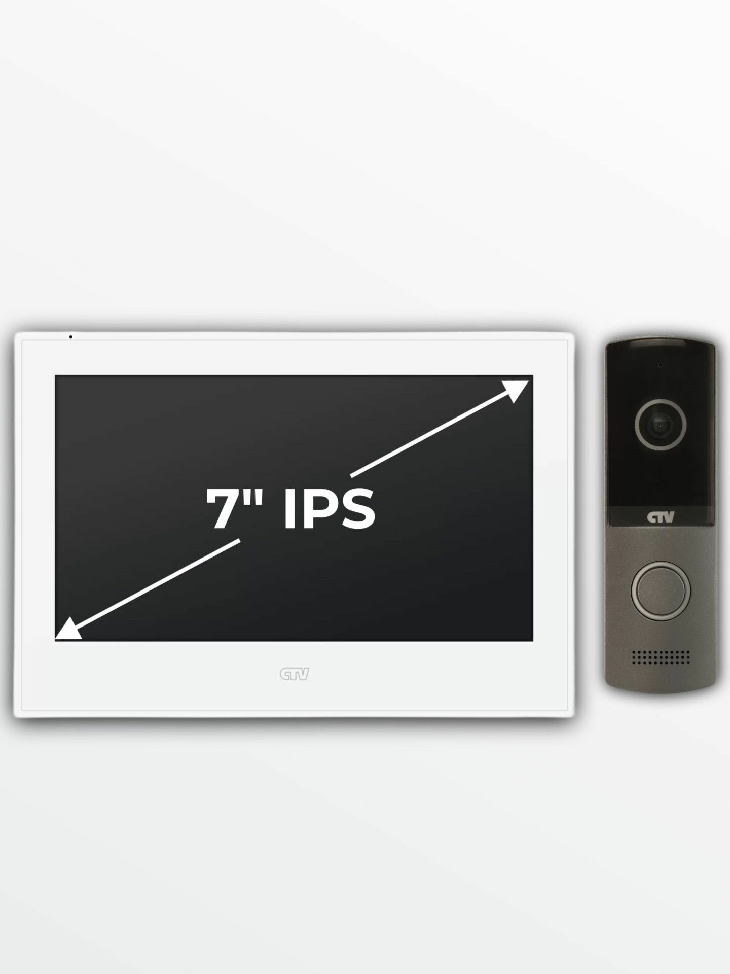 Комплект WiFi видеодомофон для квартиры: монитор 7" CTV-M5704AI (W) + вызывная панель CTV-D4003NG (G), для дома или офиса, управление со смартфона, AI-функции, подключение к подъездному домофону