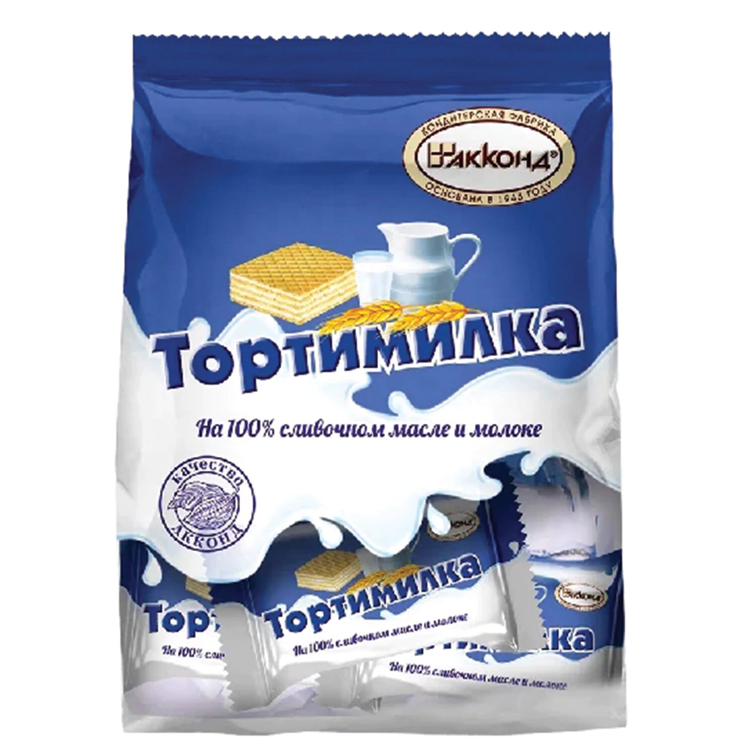 Вафли акконд "Тортимилка" со сливочной сбивной начинкой, 250 г, 2шт.