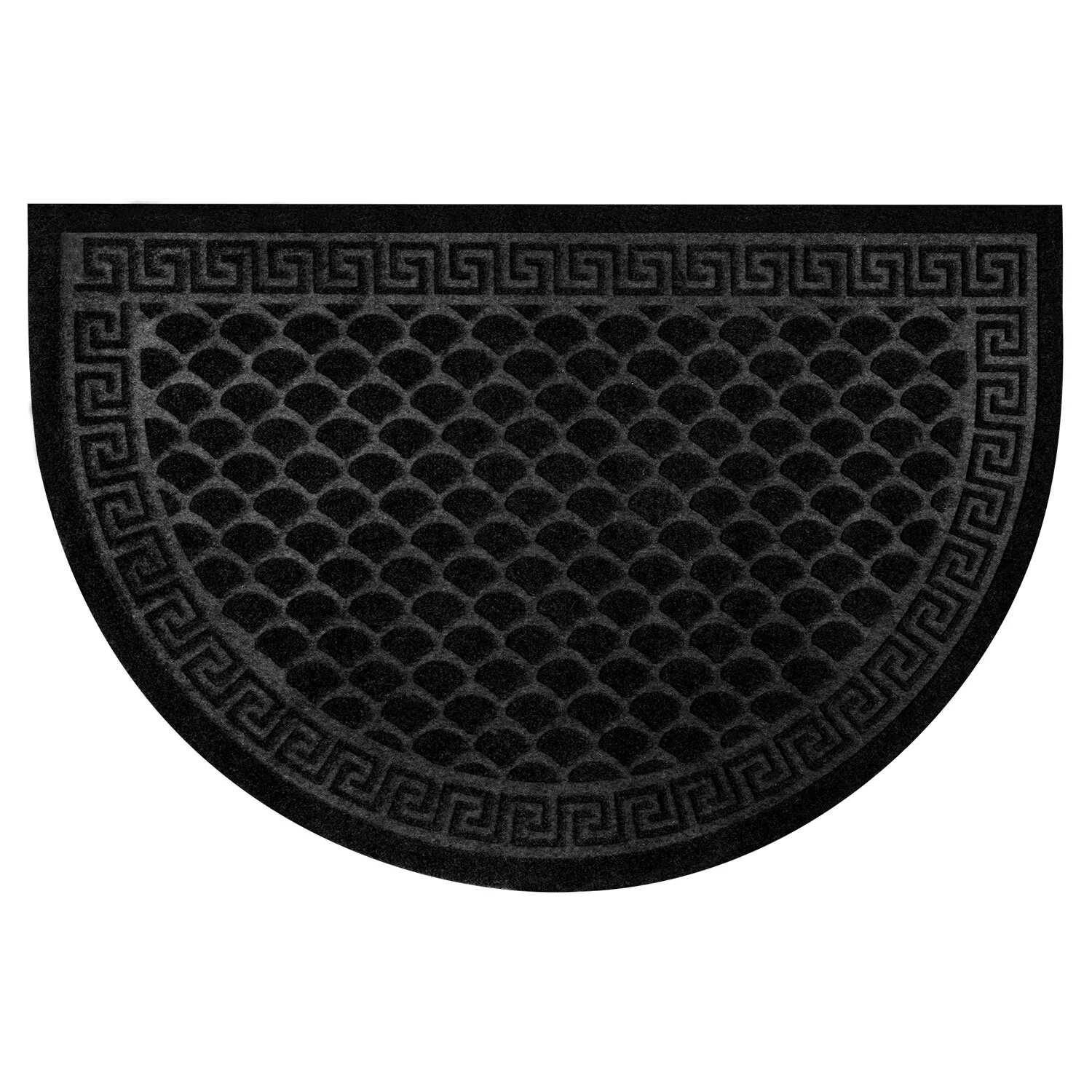 Коврик придверный 6090 см, черный, грязезащитный, 430 г/м2, полукруг, фактурный рисунок чешуйки, любаша, 701051