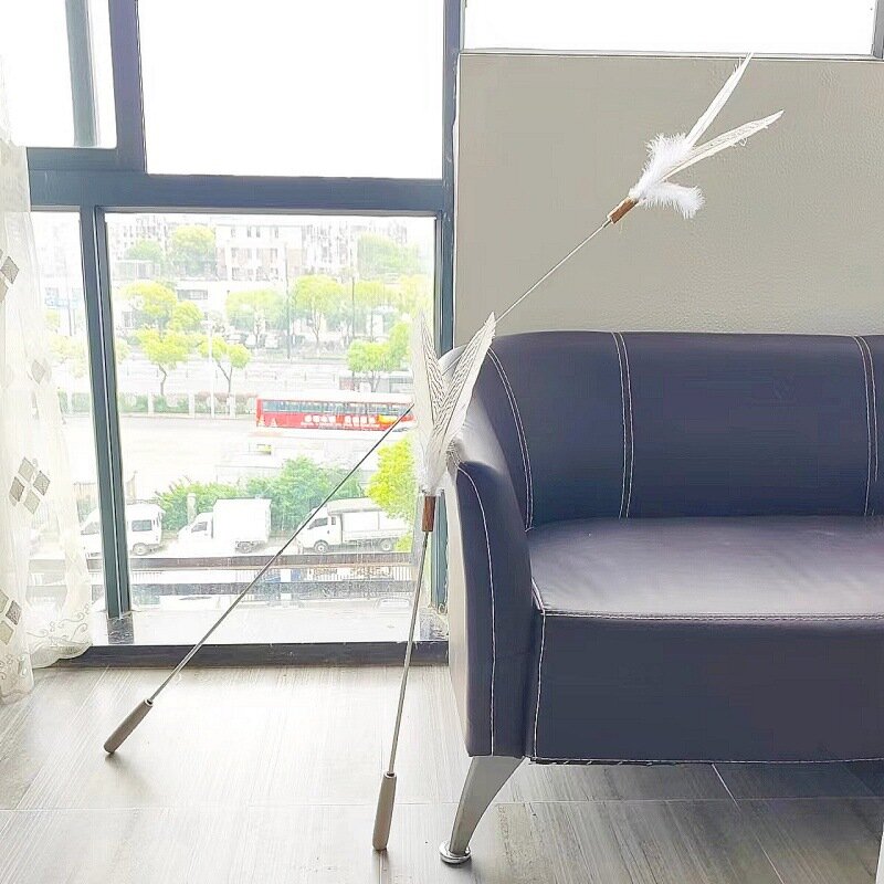 Игрушка для кошек, удлиненная палка с перьями фазана/перья страуса, дразнилка с колокольчиком, игрушка для кошек, оптовая продажа от производителя