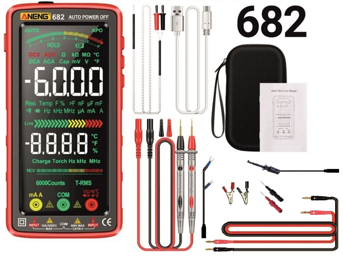 Мультиметр профессиональный ANENG 682 SPECIAL с NCV. Гарантия 2 года. 16 функций.