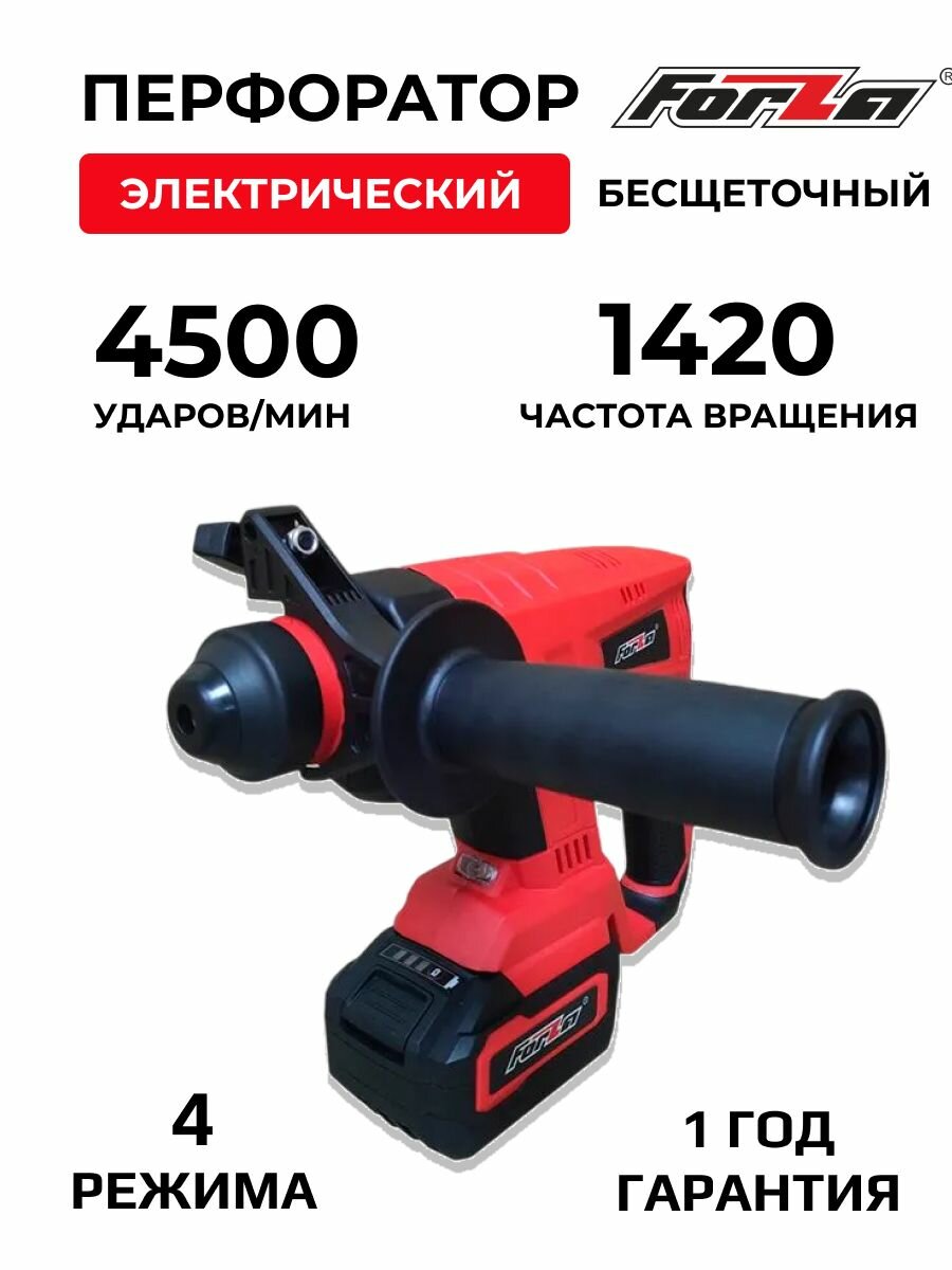 Перфоратор Forza FZ-H797-9 ((Без АКБ и ЗУ (18В/20В); 4 режима; Скорость холостого хода 0-1420об/мин; Мах сила удара 2,2Дж)