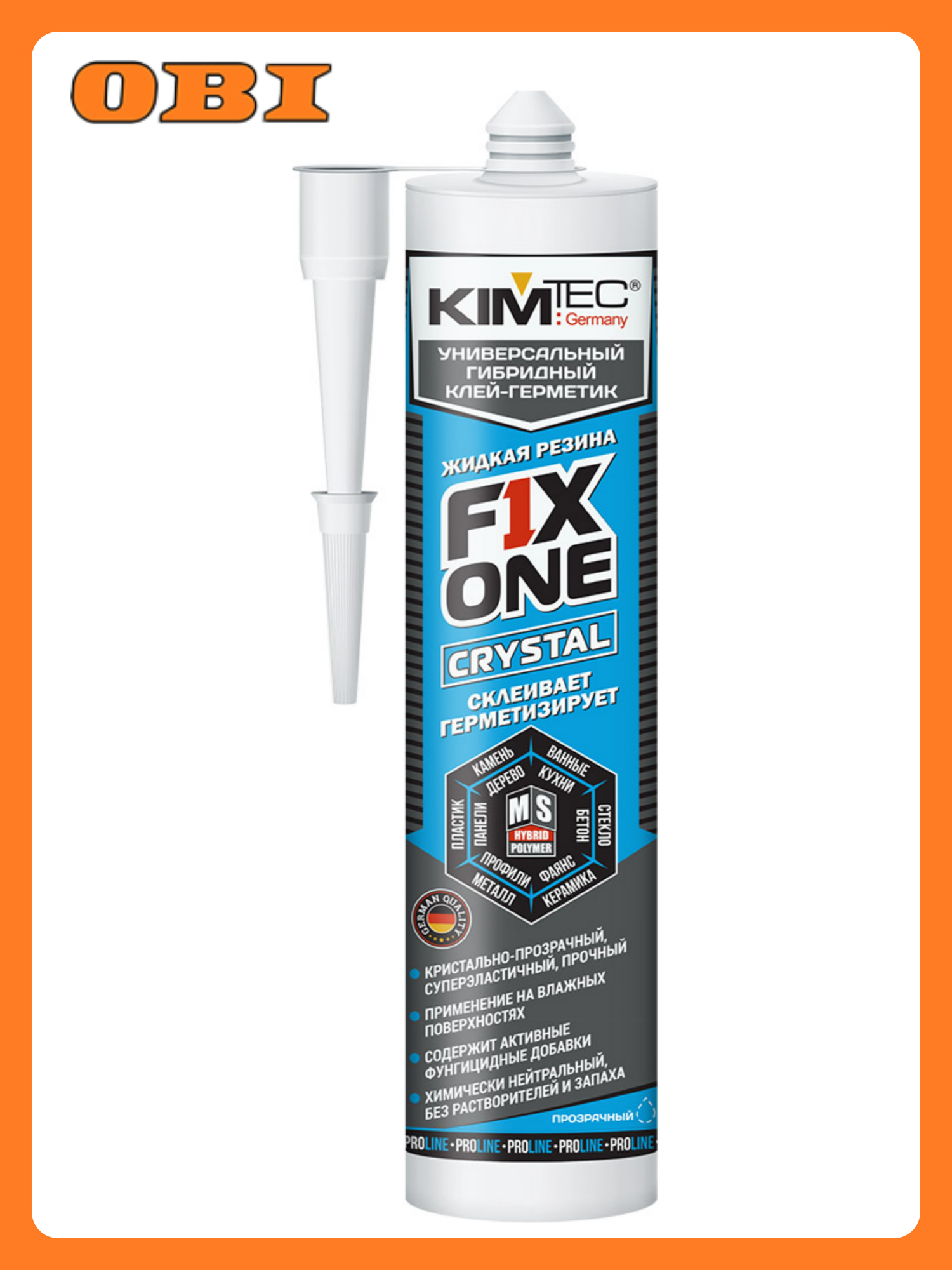 Клей-герметик на основе MS «KIM TEC» FIX ONE (Жидкая Резина), прозрачный, 290 мл